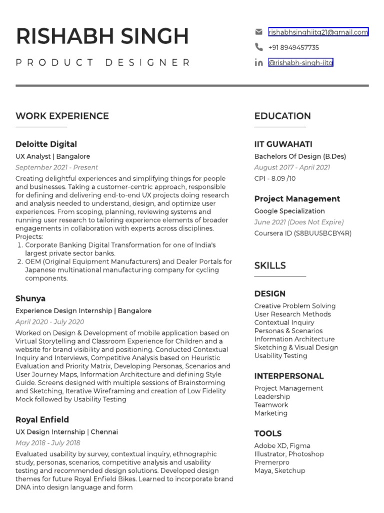 Rishabh Singh CV | PDF | Usability | Human Communication