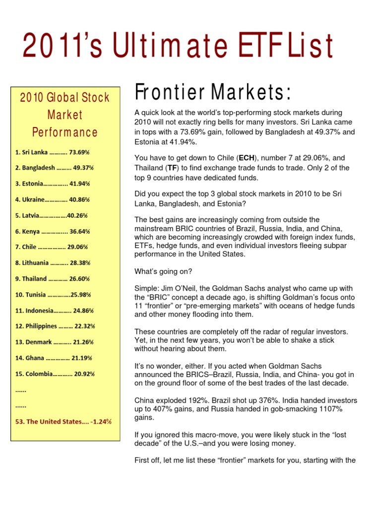 2011 Ultimate ETF List | PDF | Exchange Traded Fund | Bonds (Finance)