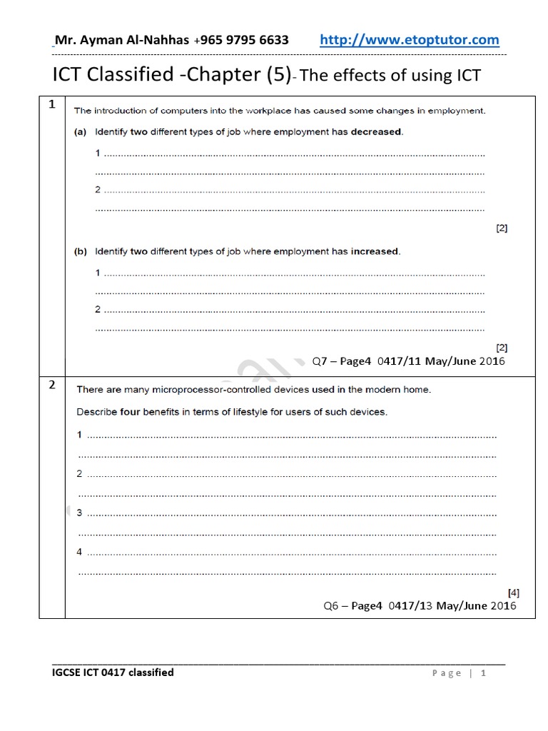 Ict Classified Chapter 5 The Effects of Using Ict | PDF