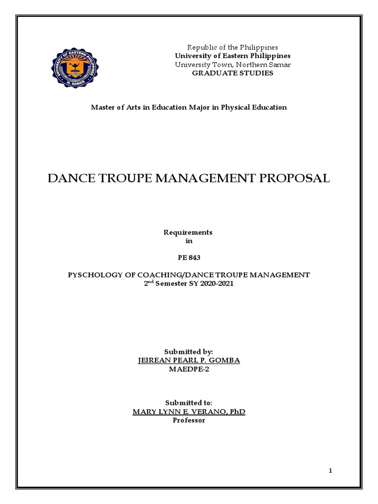 Dance Troupe Management Proposal | PDF | Dances | Physical Education