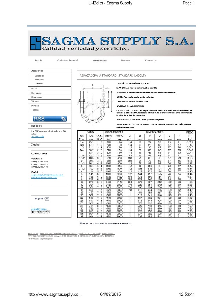 U Bolt | PDF | Ingeniería mecánica | Plomería