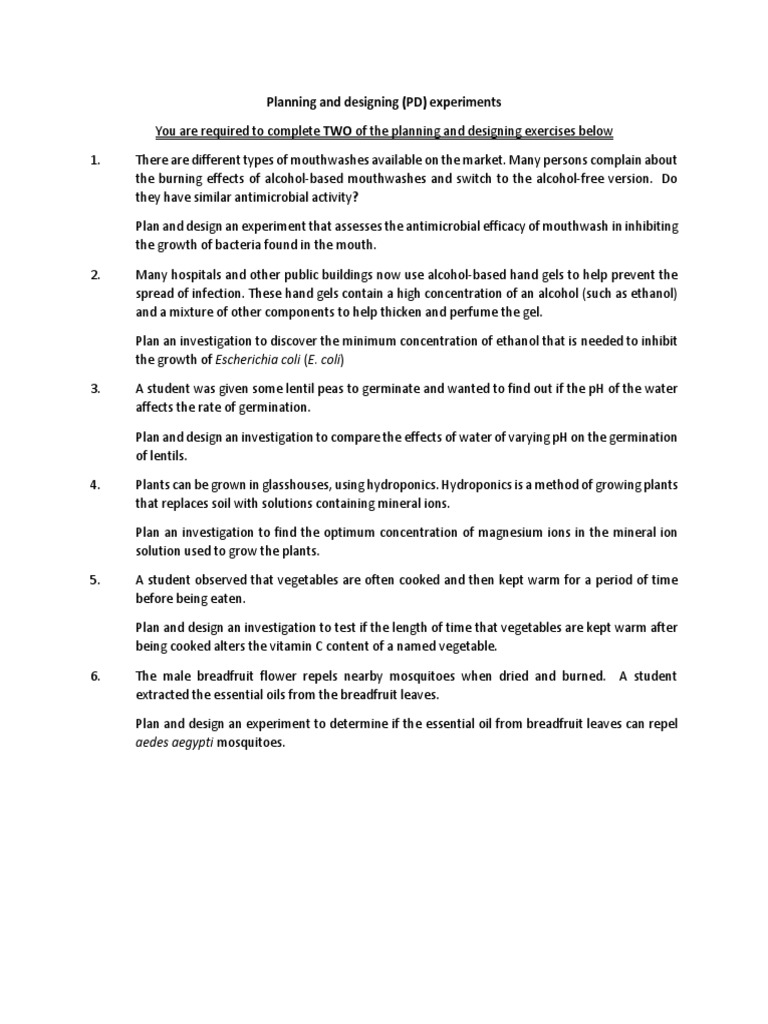 Planning and Designing Practicals 2022-2023 | PDF | Hypothesis | Experiment