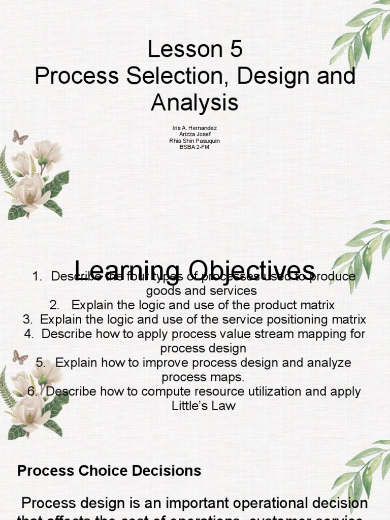 LESSON 5 Process Selection Design and Analysis | PDF | Economies | Business