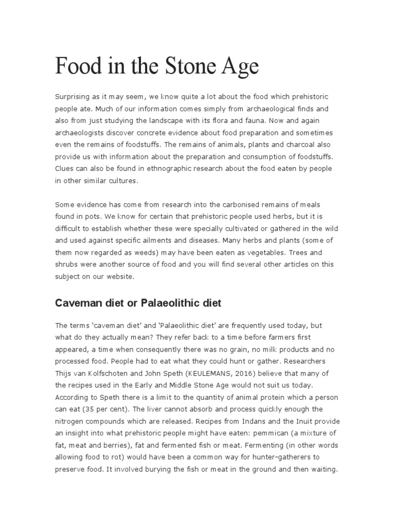 Food in The Stone Age | PDF | Foods | Meal