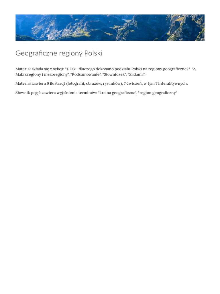 Geograficzne Regiony Polski | PDF
