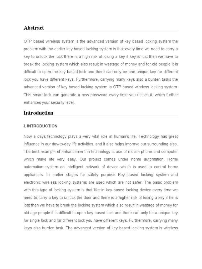 Smart Lock System | PDF | Arduino | Servomechanism