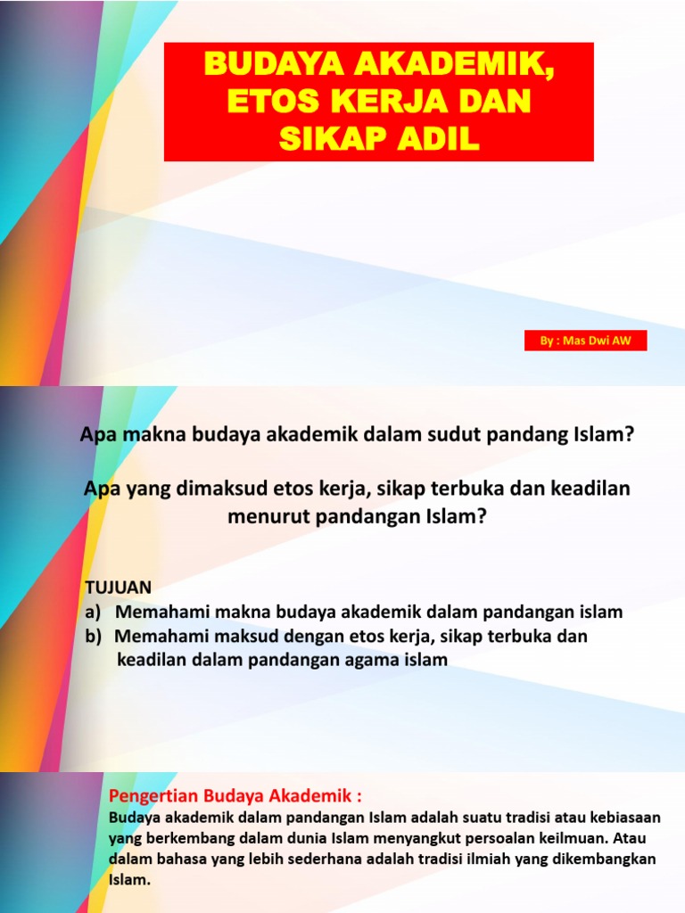 Budaya Akademik, Etos Kerja, Dan Sikap Adil | PDF