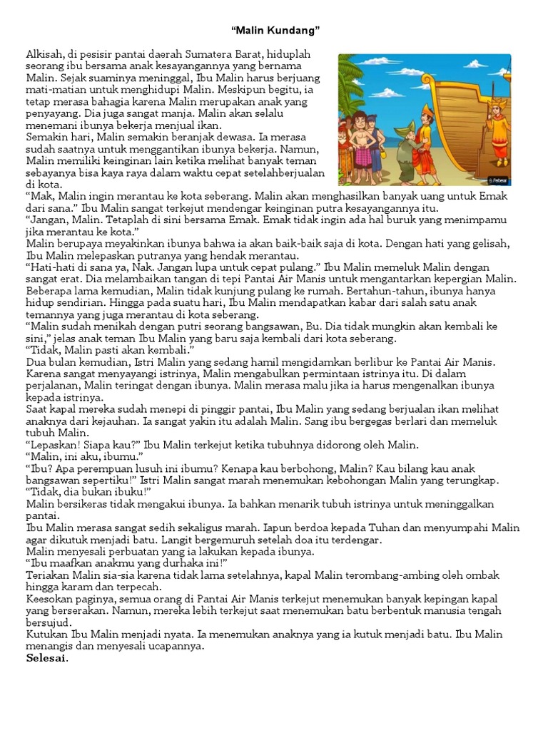 Cerita Malin Kundang | PDF Cerita Malin Kundang | PDF