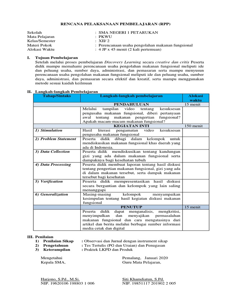 RPP Pkwu Fungsional | PDF