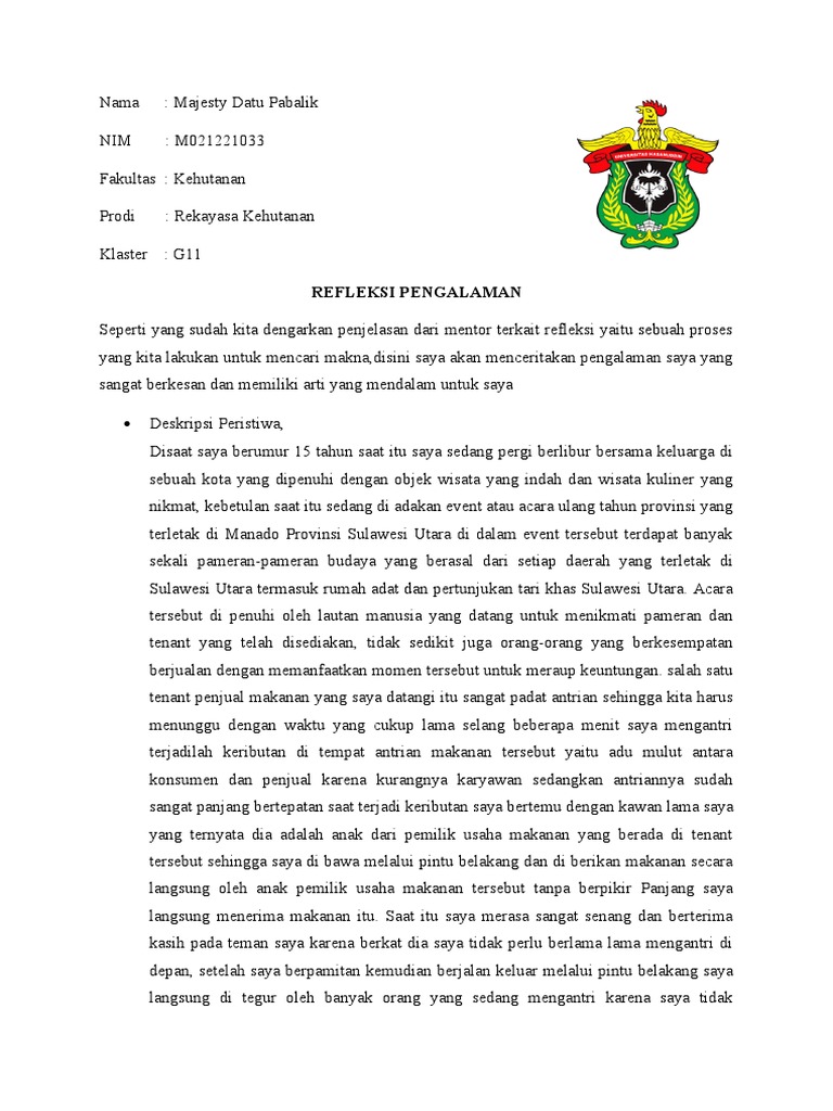 Tugas Materi 6 Refleksi Pengalaman Balance Unhas | PDF