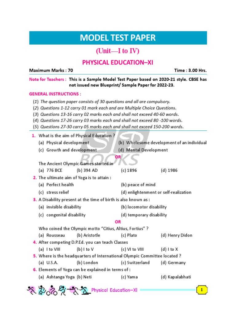 SP Physical 11 Sample Paper 2 | PDF | Yoga | Spirituality