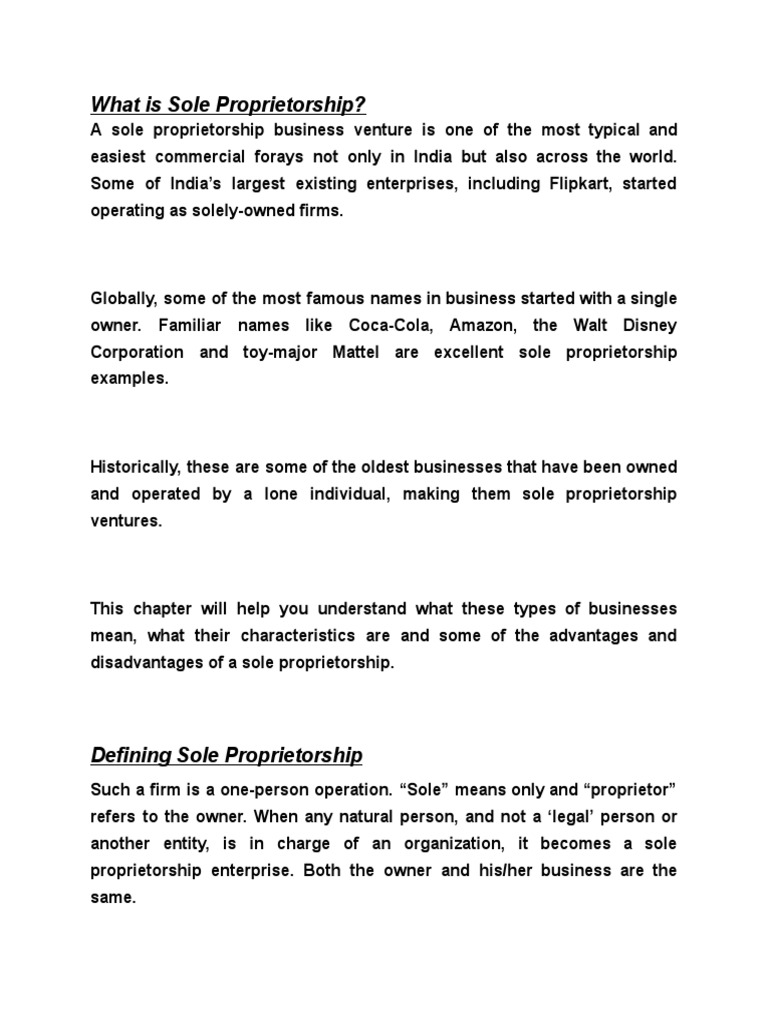 Sole Propwriter Project | Download Free PDF | Sole Proprietorship ...