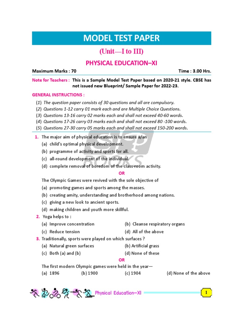 Class 11 Physical Education Model Paper | PDF | Sports