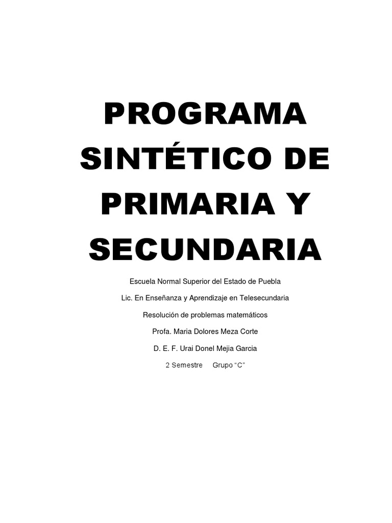 Programa Sintético de Primaria y Secundaria ENSAYO | PDF | Las ...