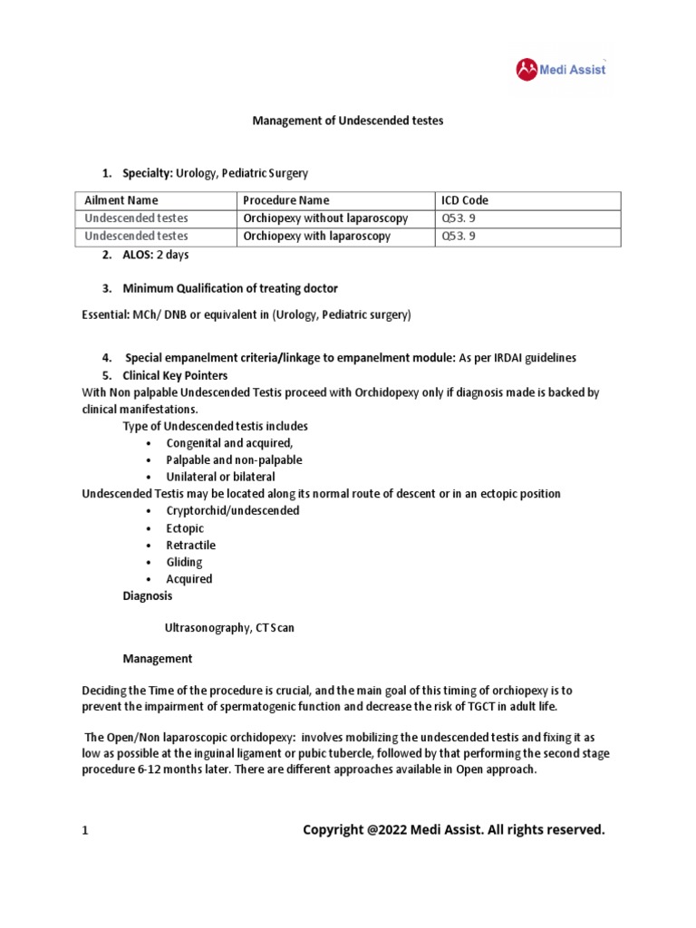 Undescended Testis | PDF | Testicle | Medical Specialties