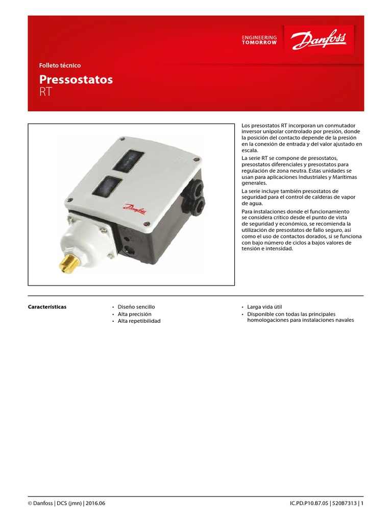 Presostatos Danfoss RT Presostato - Castellano | PDF | Acero | Ingeniería mecánica