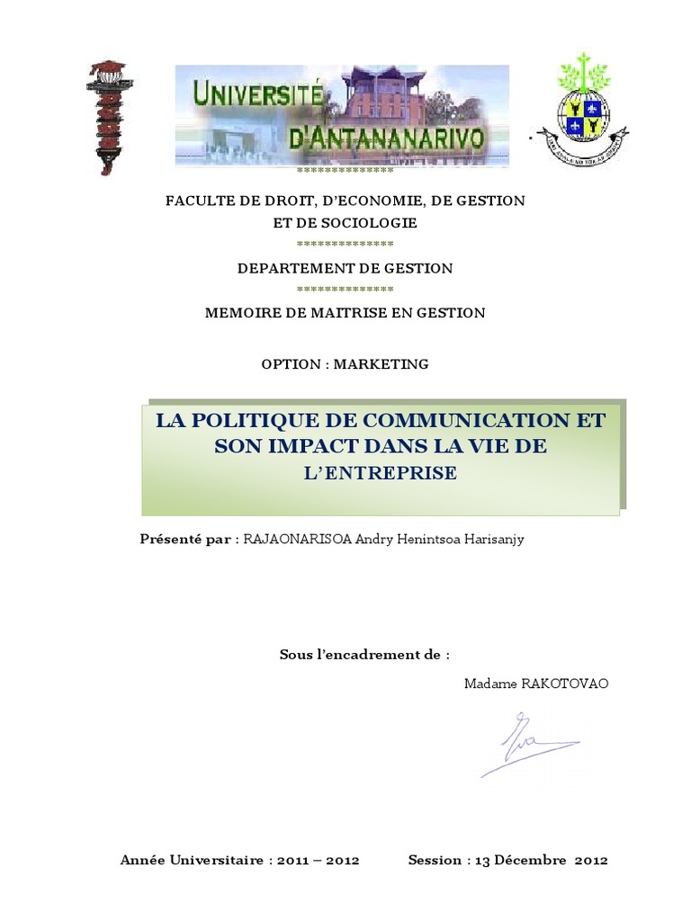 La Politique de Communication Et Son Impact Dans La Vie de L'entreprise ...
