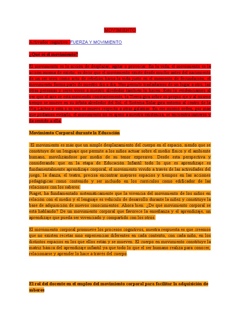 MOVIMIENTO | PDF | Aprendizaje | Método de enseñanza