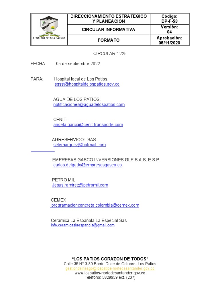 CIRCULAR INFORMATIVA Solicitud | PDF