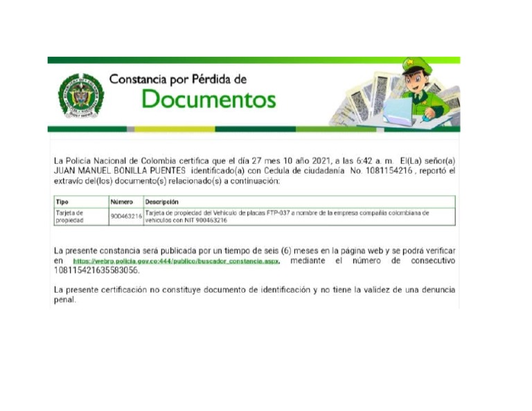 Perida de Documento | PDF