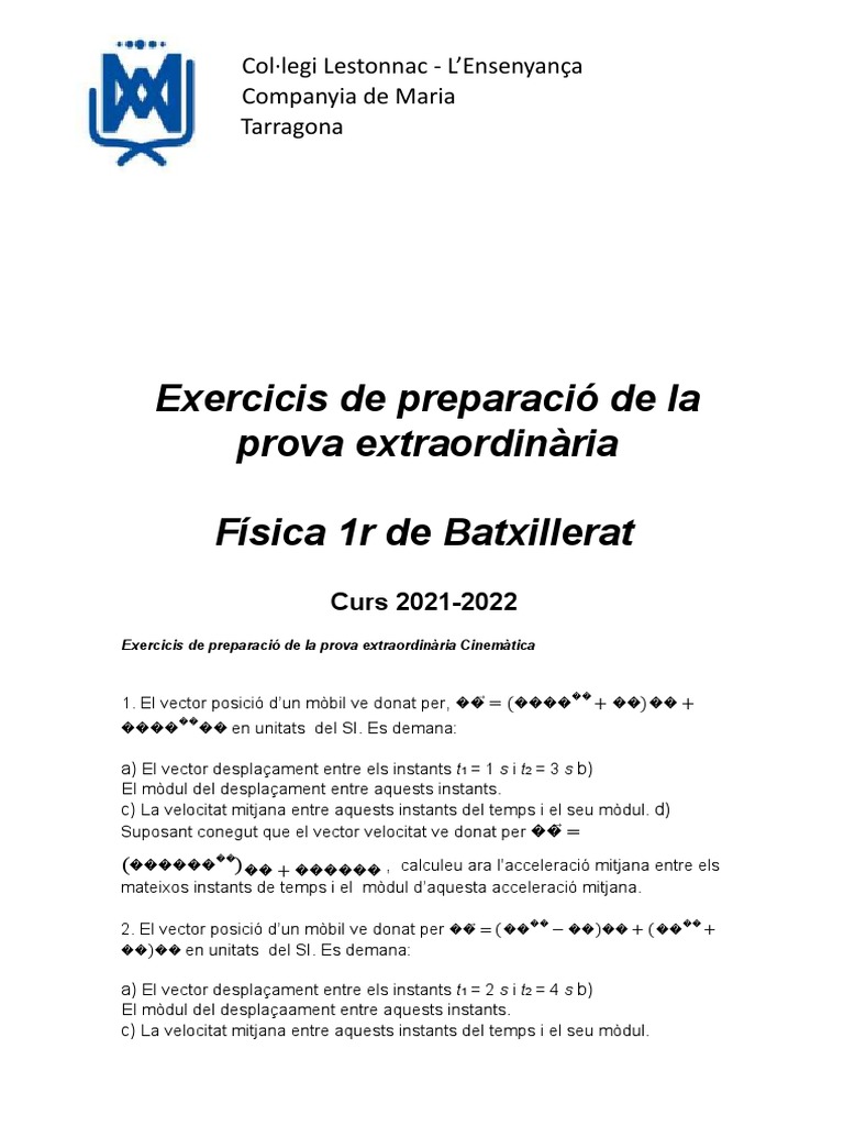 Deures Estiu Física 1r BAT 21 22 | PDF