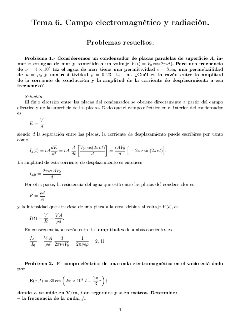 Problemas Resueltos de Electromagnetismo | PDF | Intensidad (Física ...