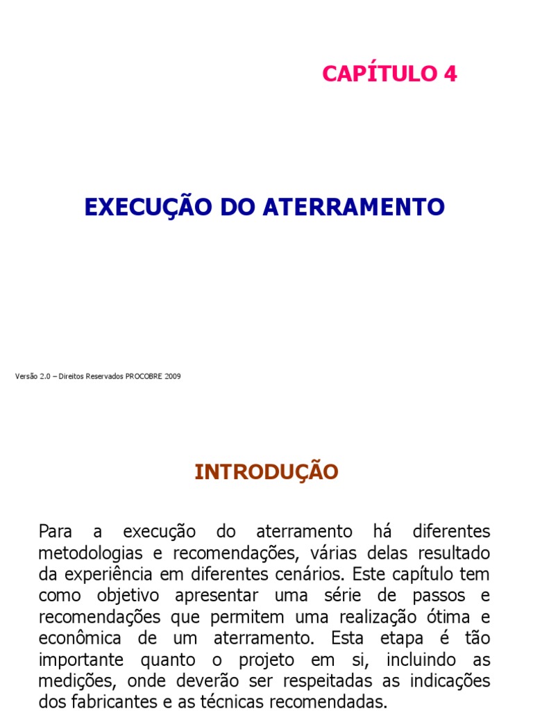 Doc. 20-8 Mod. 3 - Cap.4 Execucao Do Aterramento-Apresentacao | PDF | Condutor elétrico | Materiais