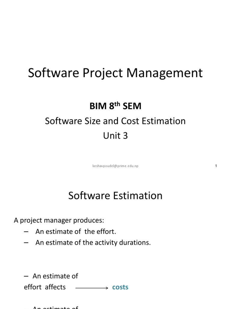 Software Size and Cost Estimation | PDF | Top Down And Bottom Up Design ...
