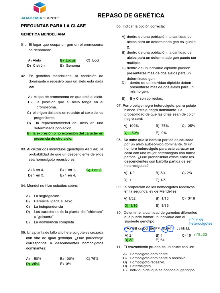 Lunes 15 de Agosto - Biologia - Genética | PDF | Alelo | Dominancia ...