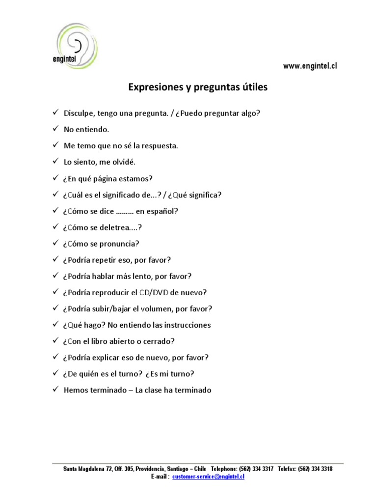 Frases Útiles para La Clase | PDF | Artes del Lenguaje y Comunicación ...
