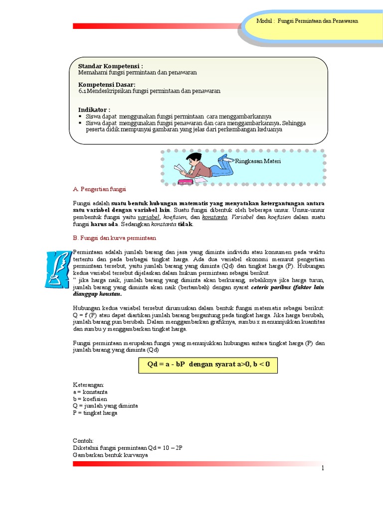 Modul Fungsi Permintaan Dan Penawaran | PDF