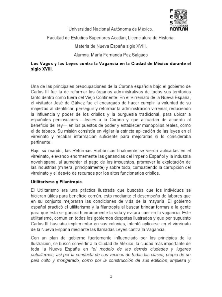 Leyes contra la Vagancia en Nueva España | PDF | Nueva españa | México