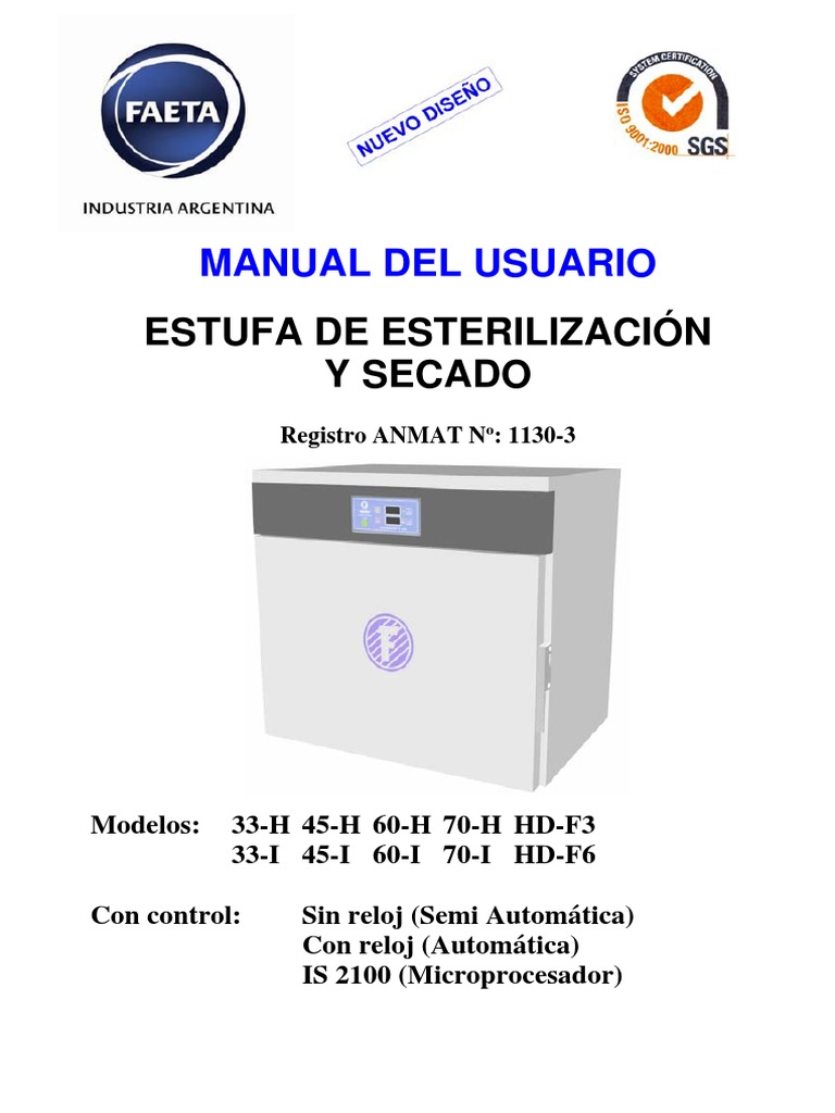 Manual Nuevo de Estufas Is 2100 de 220v (Rev2) | PDF | Temperatura | Esterilización (Microbiología)