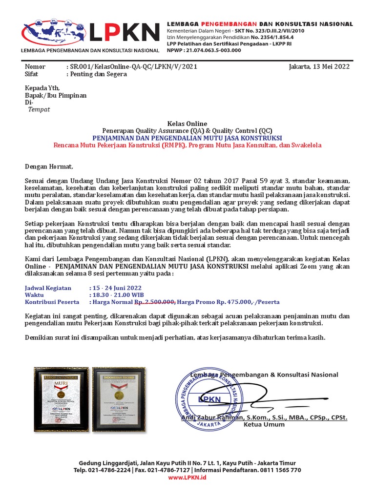 Surat Undangan Pelatihan | PDF