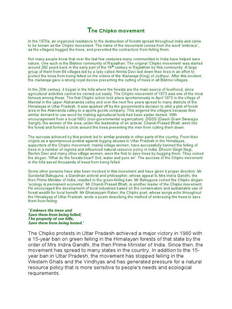Chipko Movement | PDF | Natural Resource Management | Nature