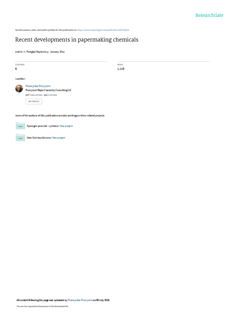 Recent Development Paper-Chemicals | PDF | Paper | Starch