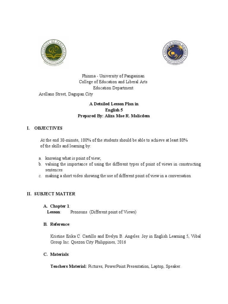 Malicdem-Aliza Mae-Revised Detailed Lesson Plan | PDF | Narration | Lesson Plan