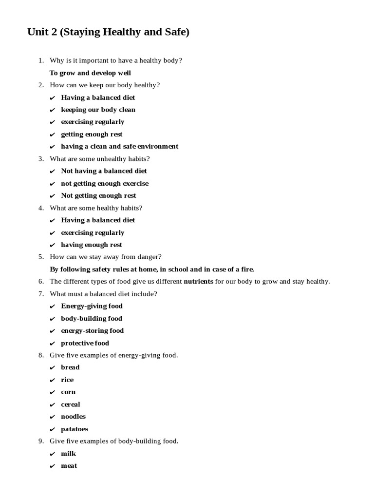 Staying Healthy and Safe Guide | PDF | Foods | Healthy Diet