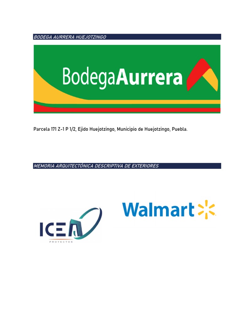 5376 Bodega Aurrera Huejotzingo - Memoria Arquitectónica Descriptiva Exteriores PDF | PDF ...