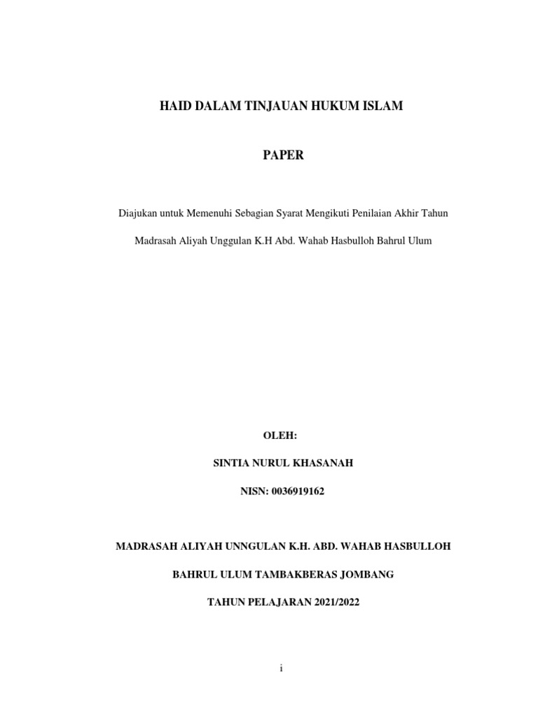 Hukum Haid Menurut Imam Syafi'i | PDF