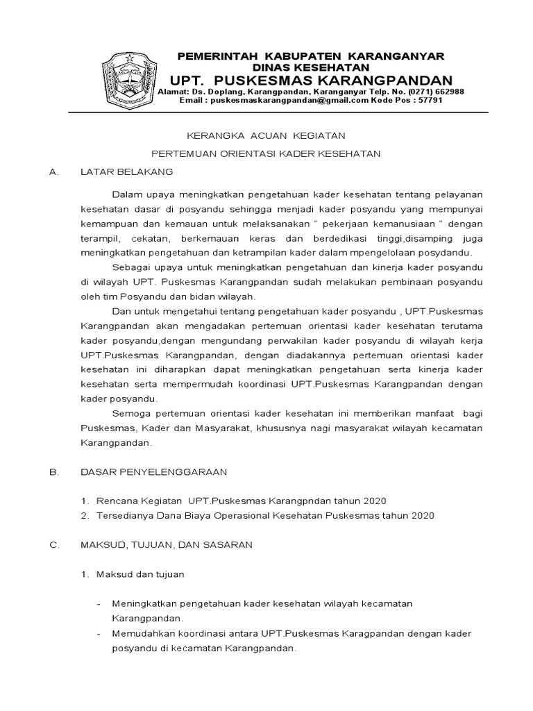 Kak Orientasi Kader | PDF | Pengembangan Diri | Kesehatan Holistik