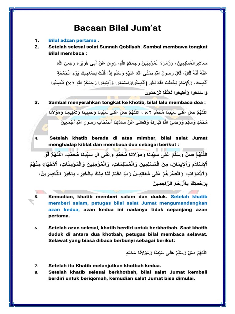 Bacaan Bilal Jumat | PDF