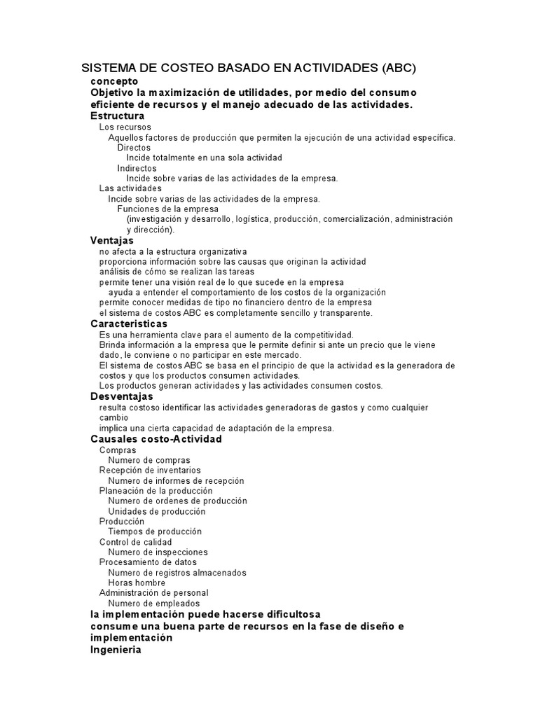 Sistema de Costeo Basado en Actividades (ABC) | PDF | Business | Costo Sistema de Costeo Basado en Actividades (ABC) | PDF | Business | Costo