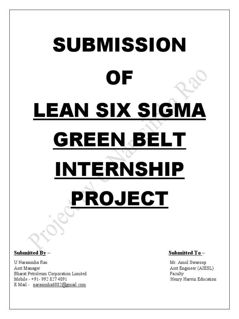 LSSGB Project Submission by U Narasimha Rao | PDF | Standard Deviation ...