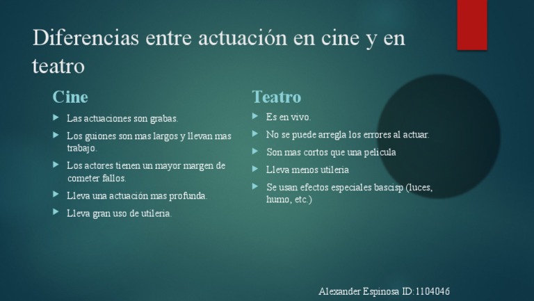 Diferencias Entre Actuación en Cine y en Teatro | PDF