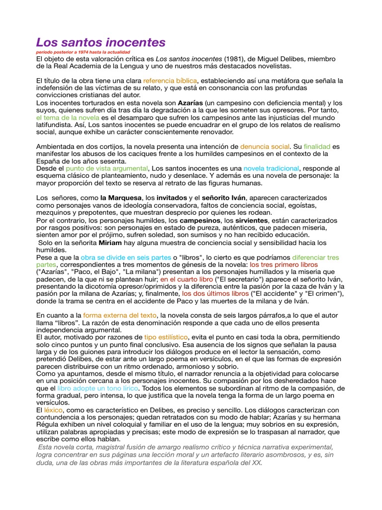Los Santos Inocentes PDF | PDF | Novelas