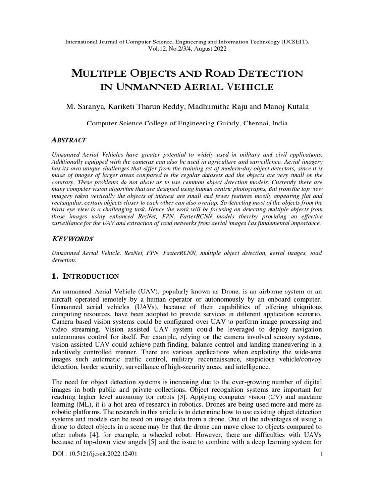 UAV Object and Road Detection Techniques | PDF | Unmanned Aerial ...
