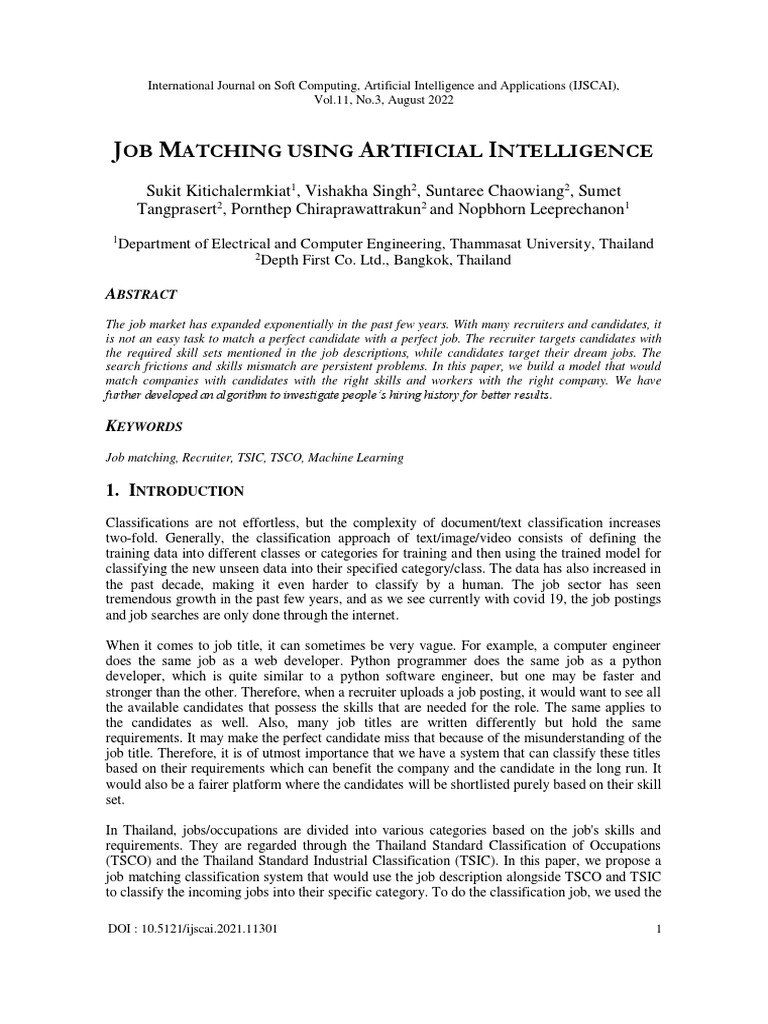 Job Matching Using Artificial Intelligence | PDF | Artificial Intelligence | Intelligence (AI ...