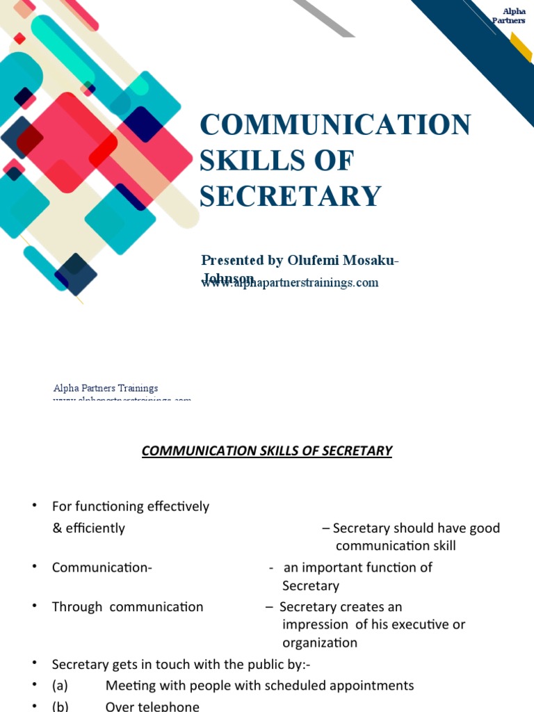 Communication Skills For Secretary | PDF | Organizational Culture | Mail