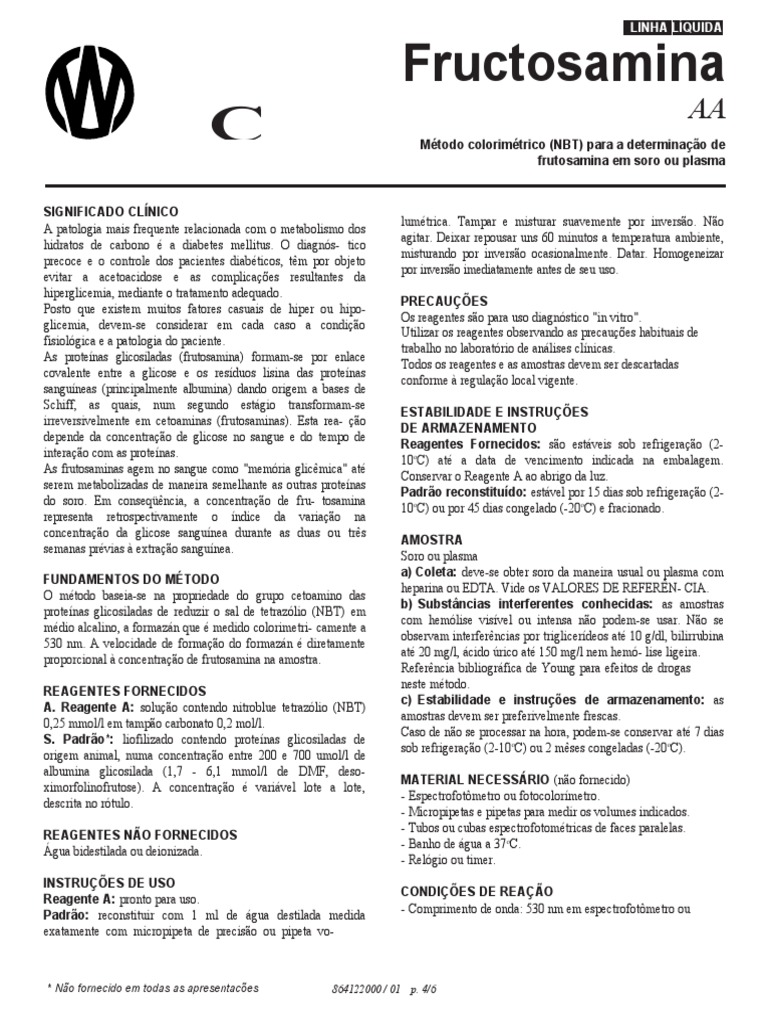 Fructosamina Aa Liquida Po | PDF | Diabetes | Química